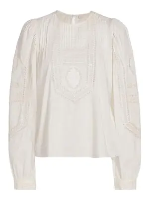 Ulla Johnson Marlowe Open-work Cotton Top - Pristine