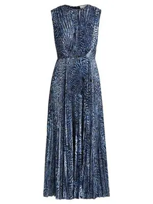 Ulla Johnson Malin Pleated Satin Midi Dress - Lapis