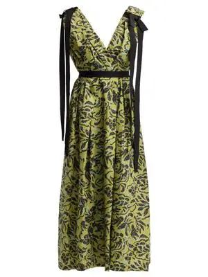 Ulla Johnson Karina Bow Midi Dress - Chartreuse