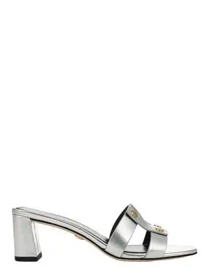 Veronica Beard Via 55mm Leather Block Sandals - Silver