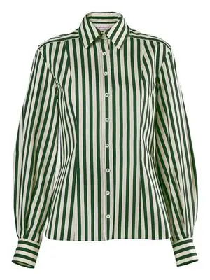 Carolina Herrera Isabella Striped Cotton-blend Shirt - Ivory Multi