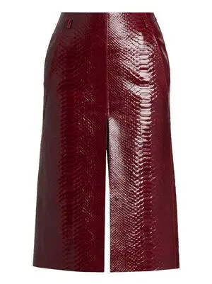TOM FORD Snake-effect Leather Midi-skirt - Ruby Red