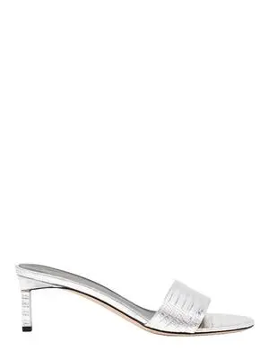 TOM FORD 55mm Croc-embossed Leather Kitten-heel Mules - Silver