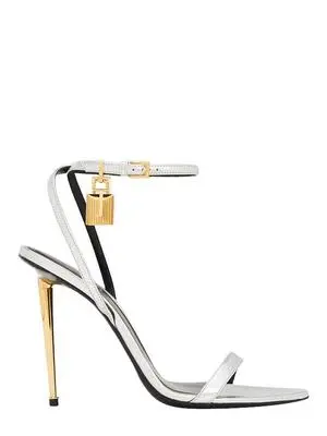 TOM FORD 105mm Metallic Leather Stiletto Sandals - Silver