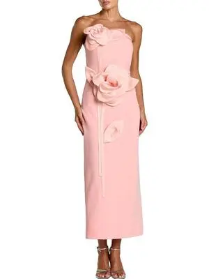 Mac Duggal Floral Crepe Strapless Maxi Dress - Blush