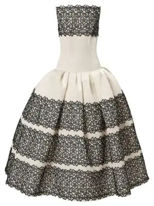 Carolina Herrera Guipure Lace Silk Strapless Cocktail Dress - Ceramic