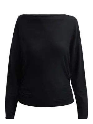 Vince Ruched Wool-blend Long-sleeve Top - Black