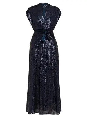 Kiton Keyhole Sequin Midi-dress - Blue