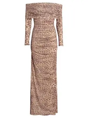 Lapointe Printed Jersey Off-the-shoulder Maxi Dress - Snow Leopard