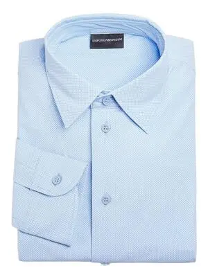 Emporio Armani Micro-printed Jersey Button-front Shirt - Blue