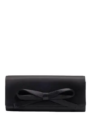 Carolina Herrera Margaret Bow Satin Clutch Black