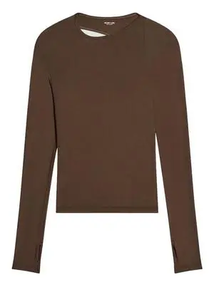 Helmut Lang Asymmetrical Cut-out Jersey Top Bark