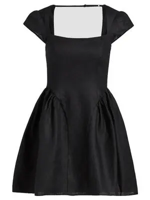 REFORMATION Oaklyn Linen A-line Minidress - Black