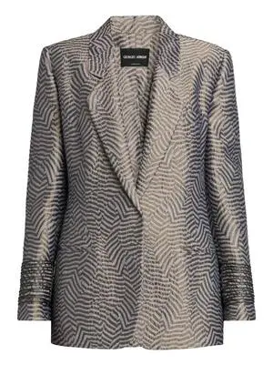 Giorgio Armani Irregular Geometric Jacquard Blazer - Phantom