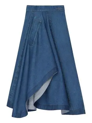 Givenchy Long Asymmetric Skirt In Denim - Medium Blue