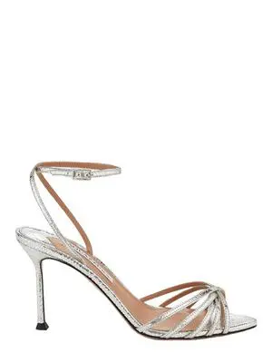 AQUAZZURA Tell Me 85mm Strappy Metallic Leather Sandals - Silver