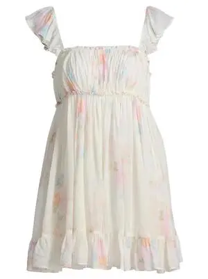 LoveShackFancy Zanira Smocked A-line Minidress - Candied Sugar