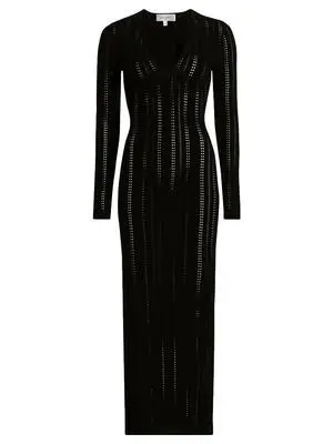 Ronny Kobo Sai V-neck Knit Maxi Dress - Black