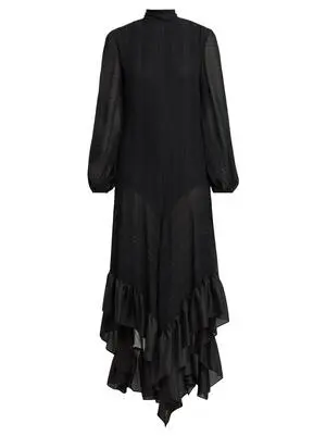 Philosophy Di Lorenzo Serafini Ruffled Silk Tie-back Maxi Dress - Black