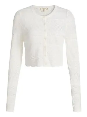 LoveShackFancy Brigette Pointelle Knit Cardigan - Light Chai