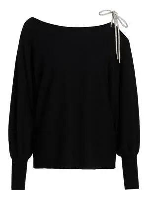 MILLY Ida Ots Embellished-tie Sweater - Black