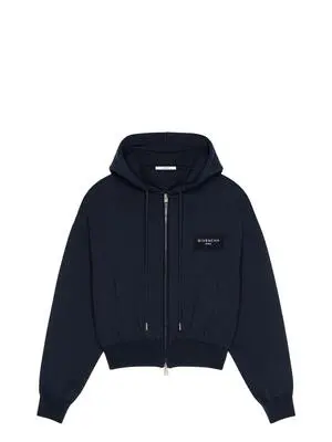Givenchy Zipped Hoodie In Wool And Cotton With Paris - Navy