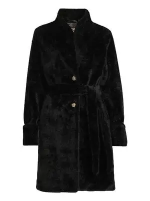 MILLY Faux Mink Wrap Coat - Black