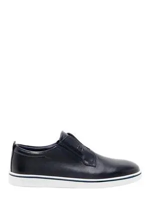 FERRAGAMO Alfievit Leather Slip-on Sneakers - Navy
