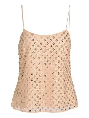 MILLY Rylan Sequined-beaded Tank - Tan