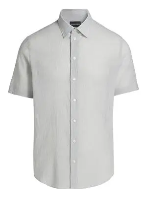 Emporio Armani Solid Cotton Button-front Shirt - Blue