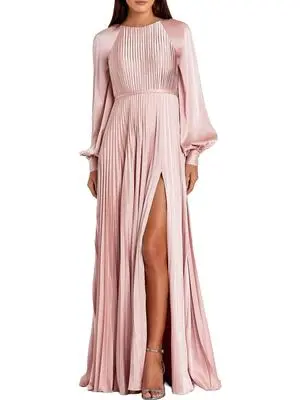 Mac Duggal Petite Ieena 1 Pleated Satin Gown - Blush