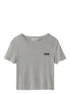 Miu Miu Ribbed Jersey T-shirt - Grey