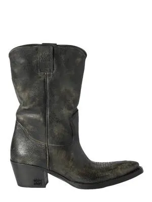 Miu Miu Leather Boots Dark Grey