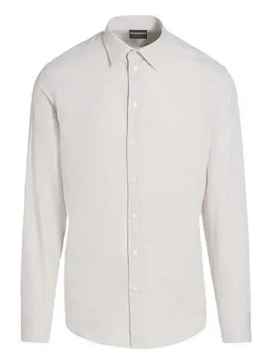EMPORIO ARMANI Linen-cotton Cross-stitch Shirt