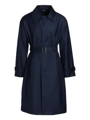 Emporio Armani Wool Belted Trench Coat - Blue