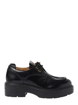 Miu Miu Leather Lace-up Loafers - Black