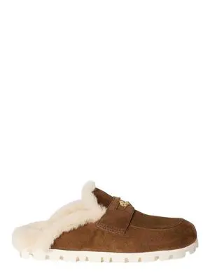 Miu Miu Suede Shearing Mules Brown