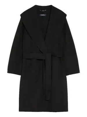 Max Mara Double Faced Wool Robe Coat Black