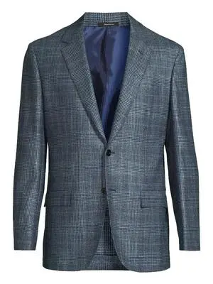 SARTORIO NAPOLI Plaid Wool-silk Jacket - Blue Pattern
