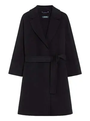 Max Mara Short Double Faced Wool Coat Black