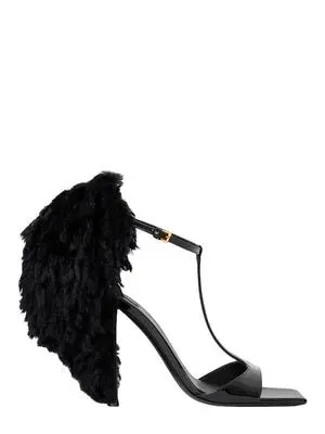 Givenchy Pompom Heeled Sandals In Patent Leather And Knit - Black