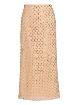 MILLY Rosemary Sequined Midi-skirt - Tan