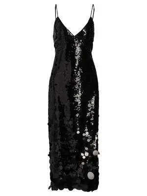 MILLY Rae Sequin-embellished Midi-dress - Black