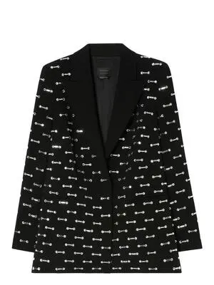 Marina Rinaldi Rhinestone Detail Cady Blazer Jacket - Black