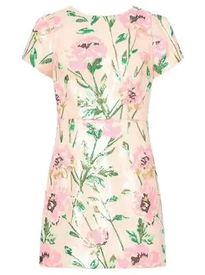 MILLY Rowen Floral Sequin Sheath Minidress - White Multi