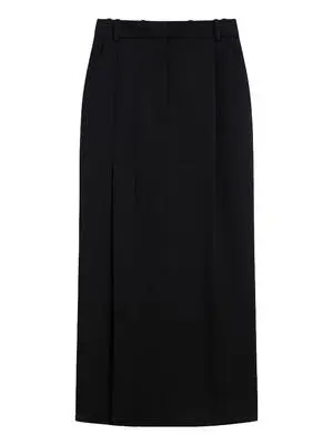 Givenchy Slashed Midi Skirt In Wool - Black