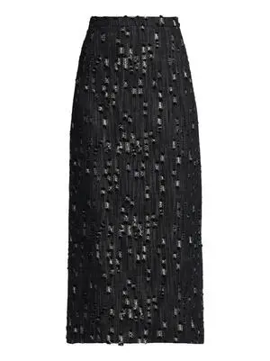 Michael Kors Frayed Denim Pencil Midi-skirt - Black