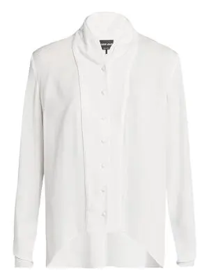 Giorgio Armani Silk Georgette Shawl-collar Blouse - White