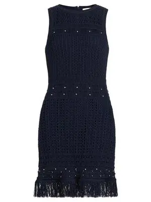MILLY Beaded Fringe Knit Minidress