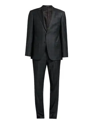 Emporio Armani Plaid Wool Single-breasted Suit - Grey